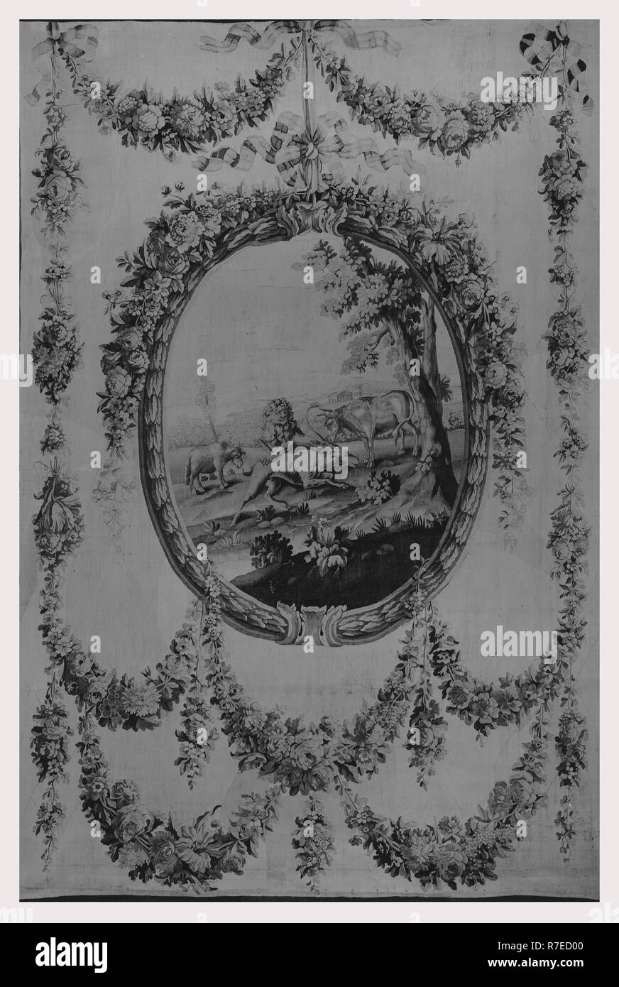 Lion and sick stag Stock Photo - Alamy