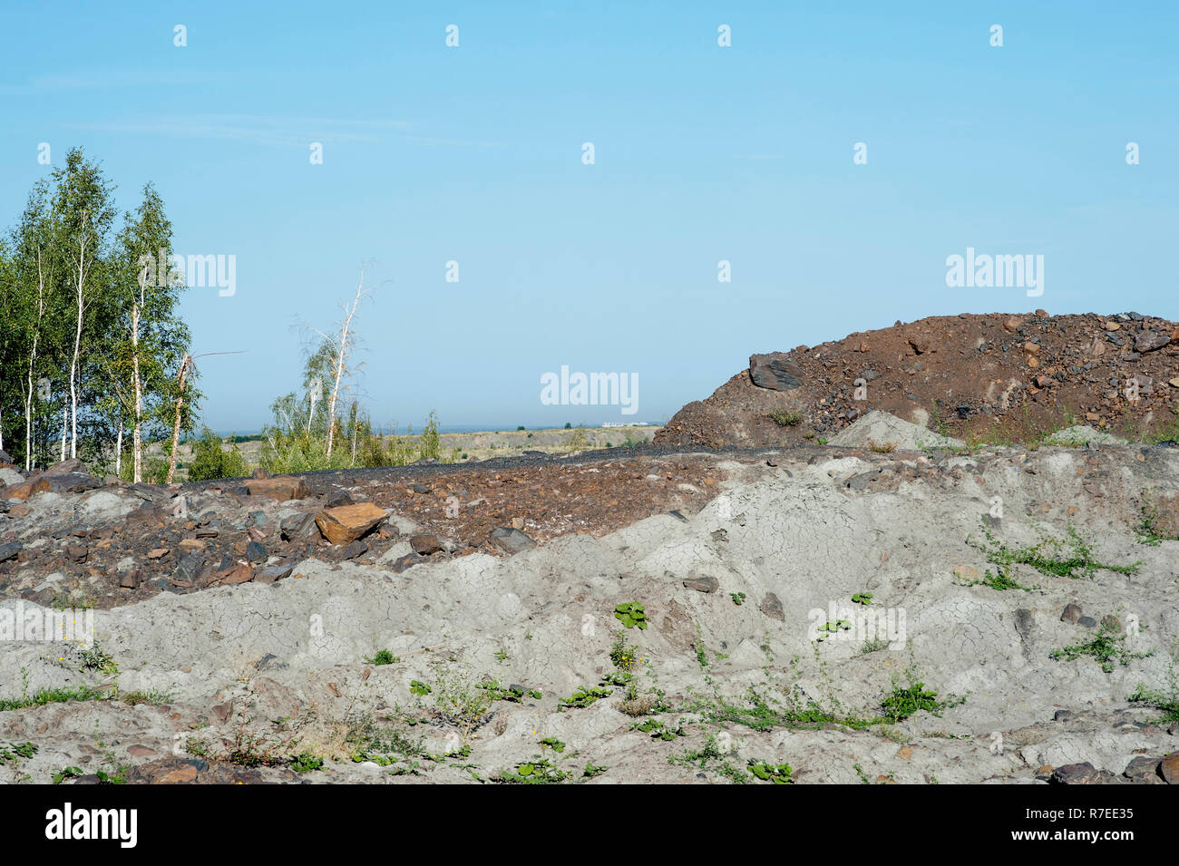 Desert landscape after mining activities. The destruction of forests ...