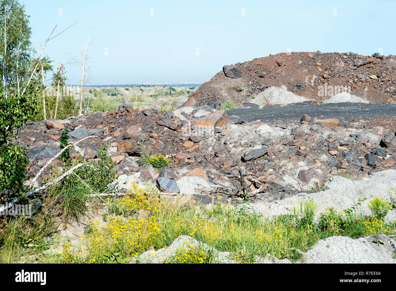Desert landscape after mining activities. The destruction of forests ...