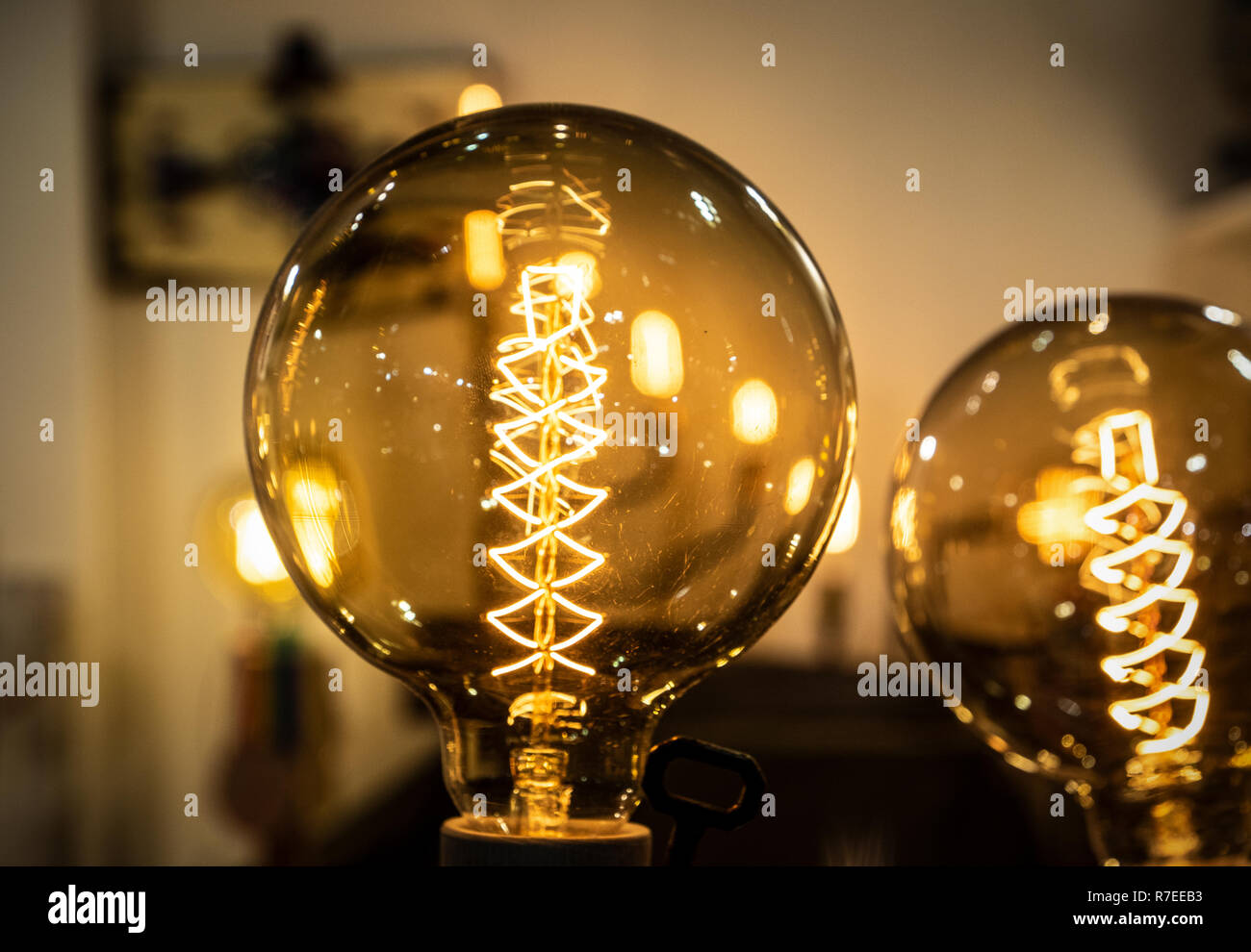 soft light from the filament of an energy-saving bulb Stock Photo - Alamy