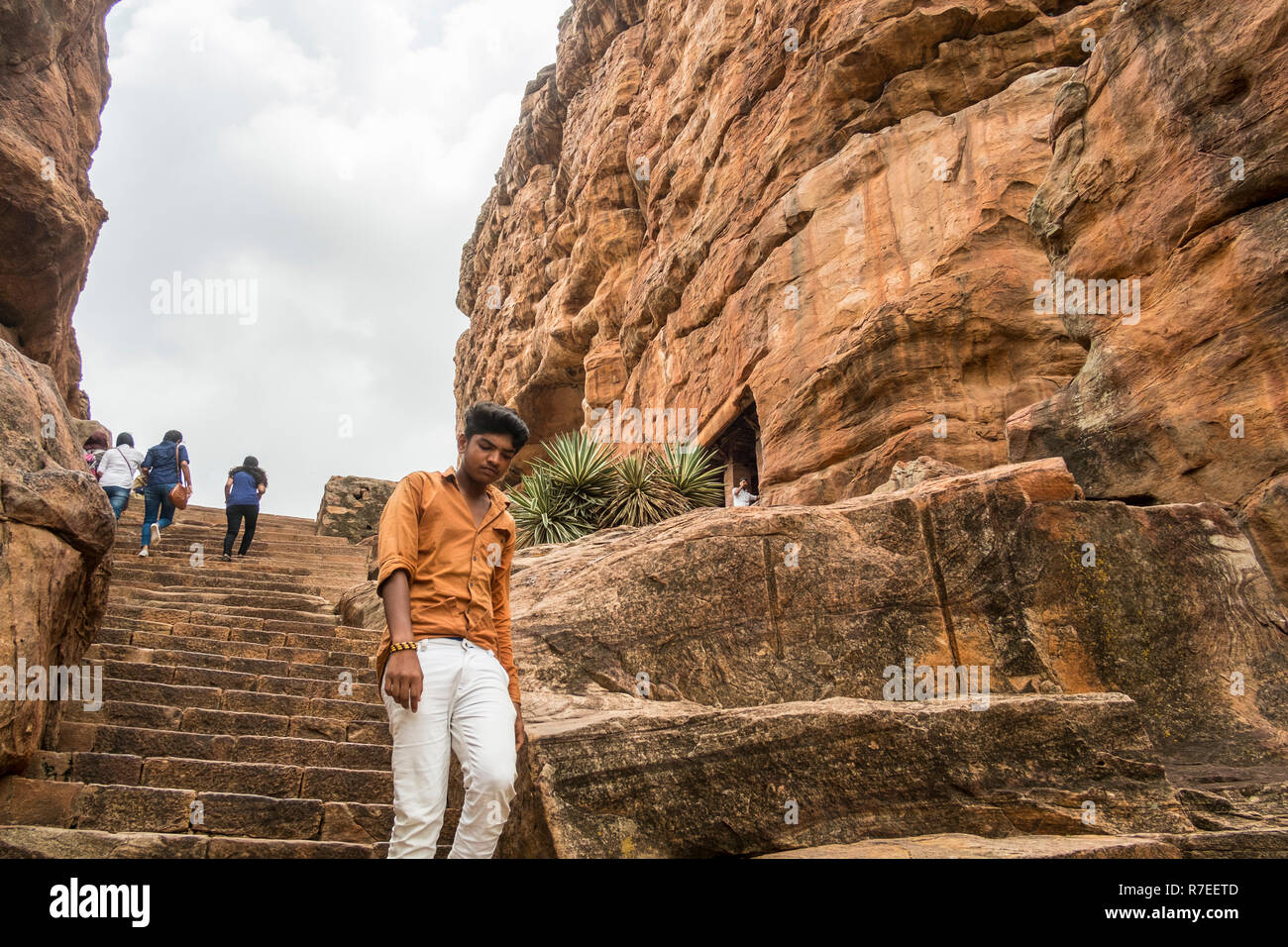 View of the Badami Cave Temples in Badami in Karnataka, India Stock ...