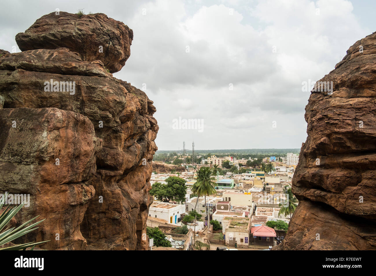 View of the Badami Cave Temples in Badami in Karnataka, India Stock ...