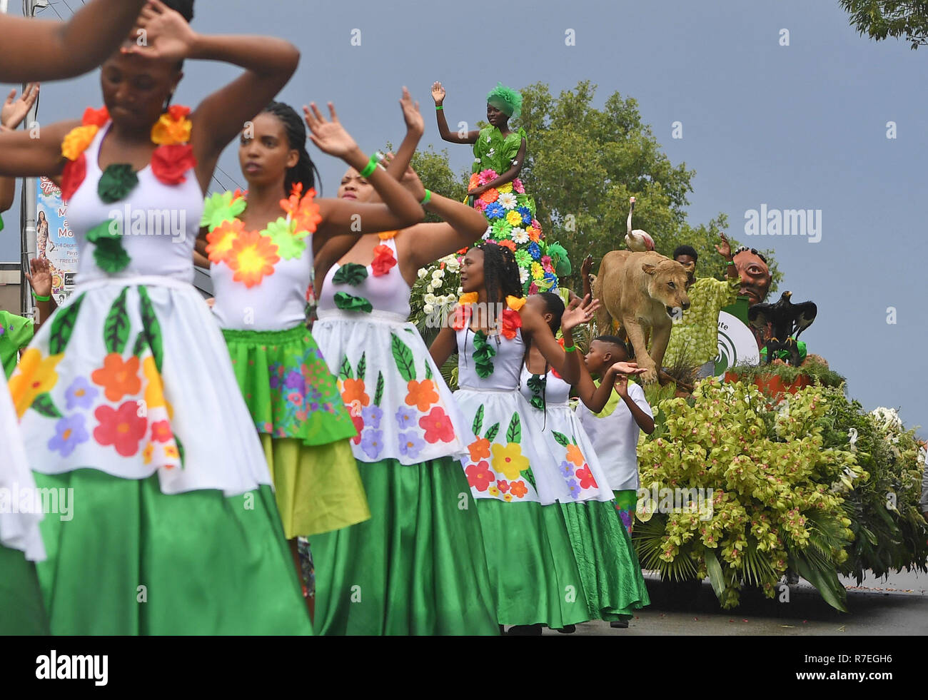 Free State, South America. 8th Dec, 2018. A flower floats parade is ...