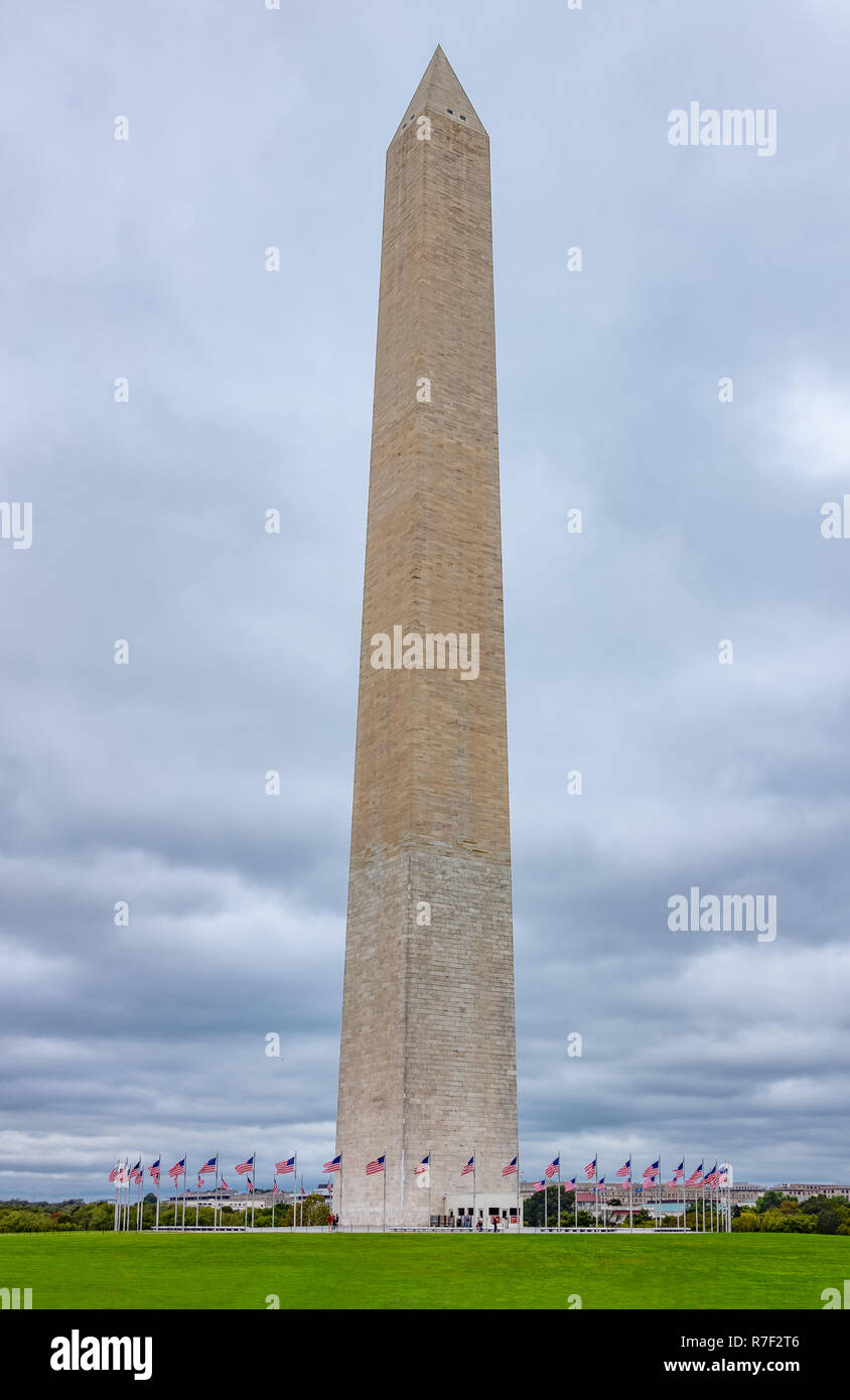 American flags at the base of the washington monument hi-res stock ...