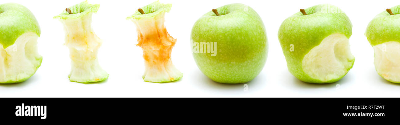 green apple eating progression seamless repeatable border isolated on ...