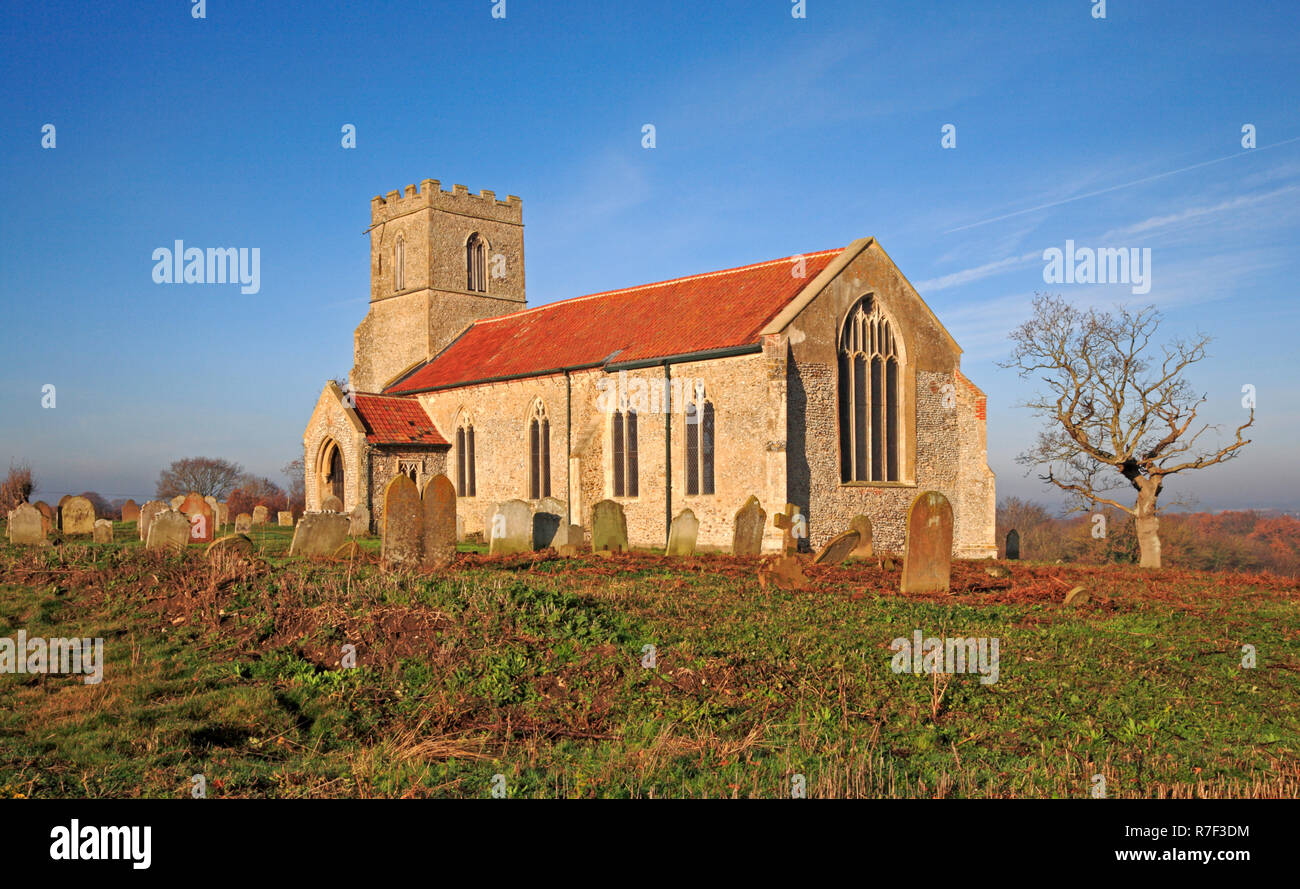 A view of the restored church of St Peter in North Norfolk at Corpusty ...
