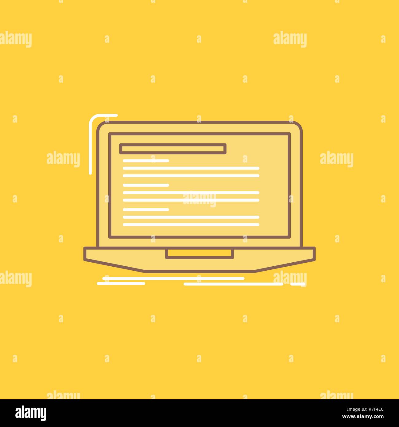 Code Coding Computer Monoblock Laptop Flat Line Filled Icon Beautiful Logo Button Over