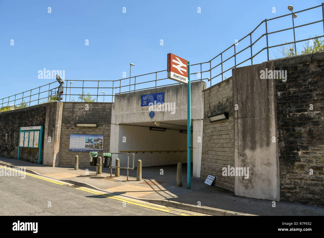 Entrance to the railway station at Abercynon in Rhondda Cynon Taf. The ...