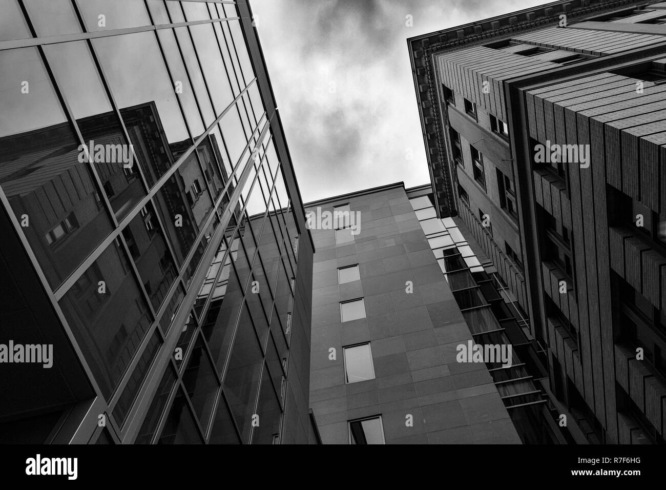 The Neo-Classical County Building is reflected in the windows of its ...