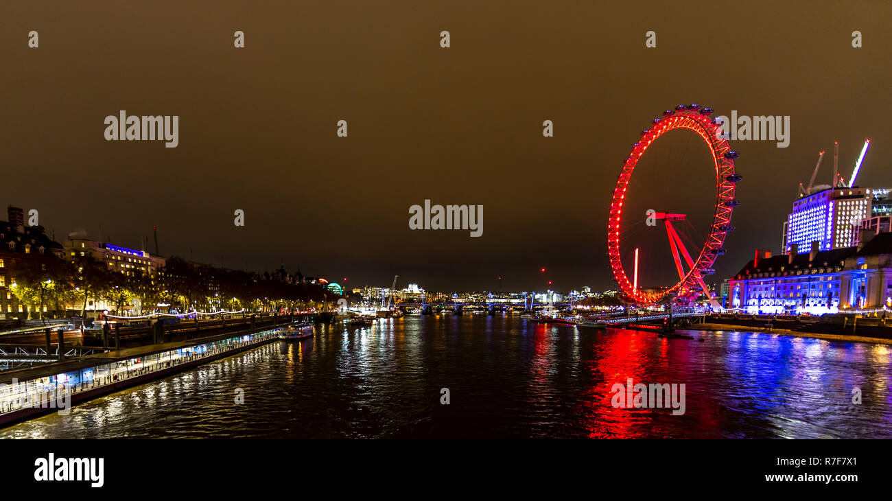 London Eye from Westminster Bridge and Victoria Embankment. Fully ...