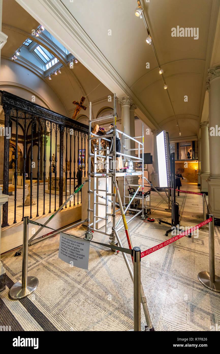 Cleaning exhibits at the Victoria and Albert Museum. Knightsbridge ...