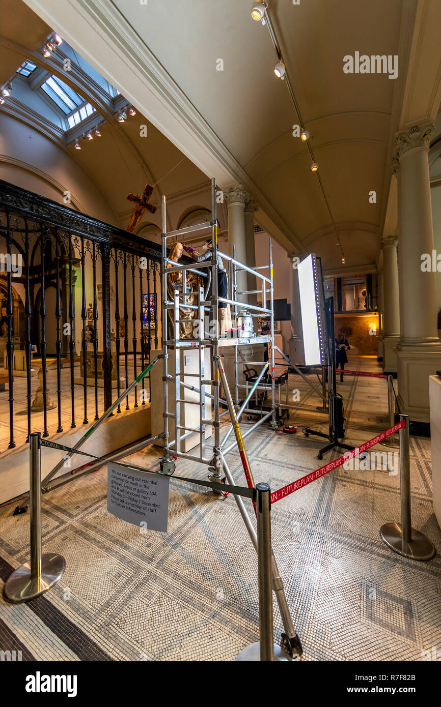 Cleaning exhibits at the Victoria and Albert Museum. Knightsbridge ...