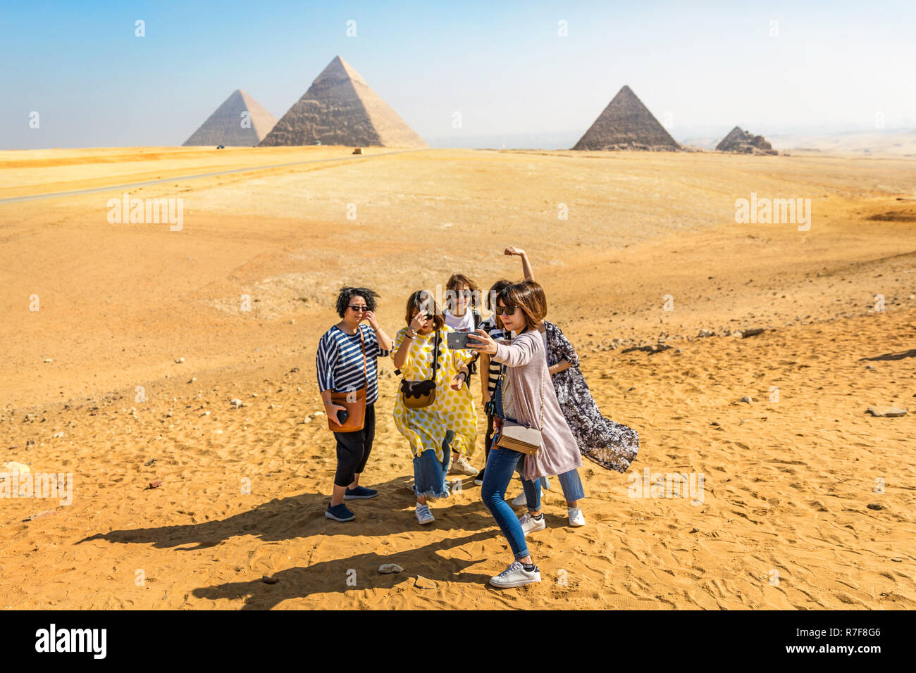 Cairo, Egypt - Nov 4th 2018 - Chinese tourists having fun taking a ...