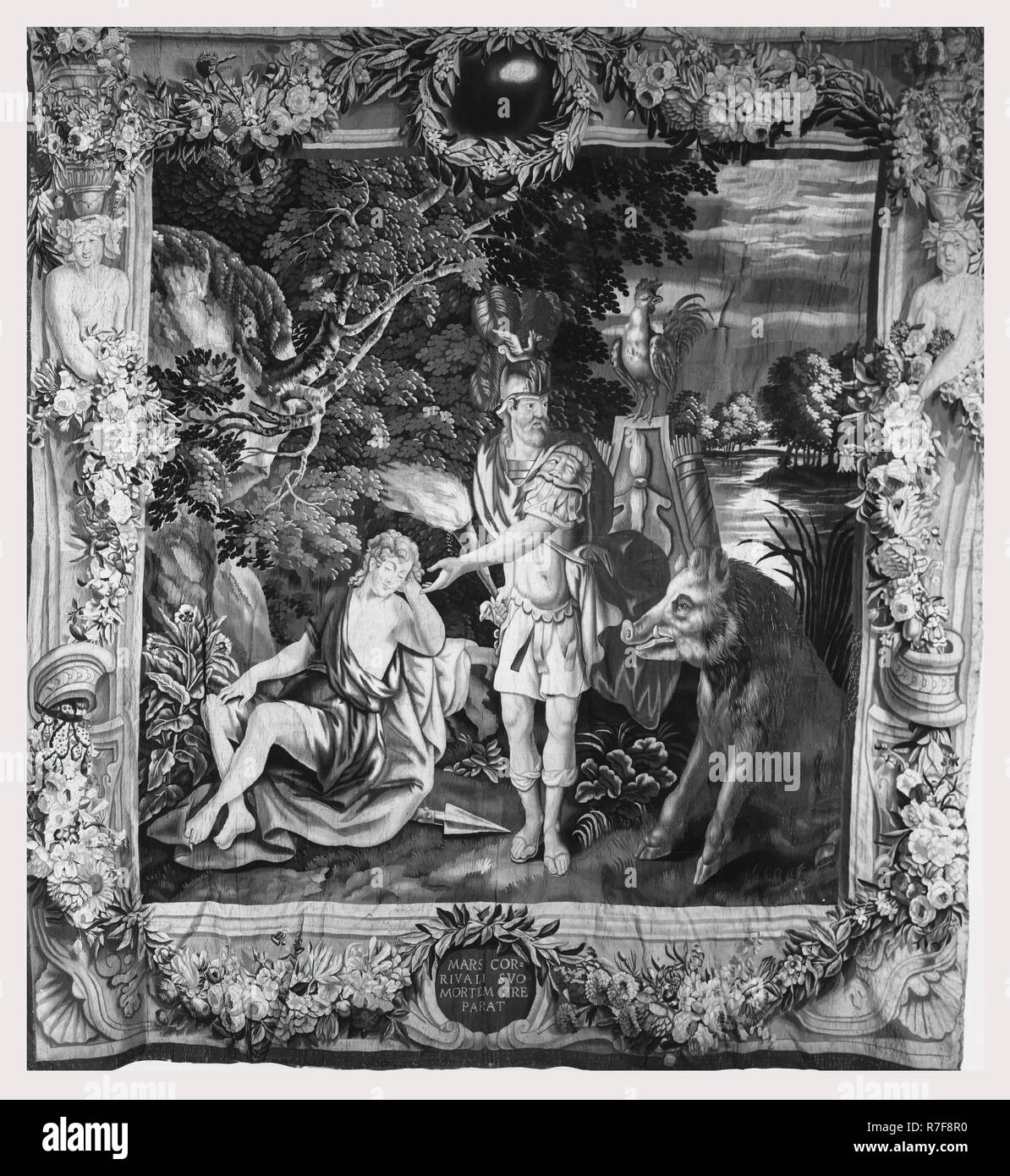 Mars (Ares) prepares death of Adonis, who is killed by boar Stock Photo ...