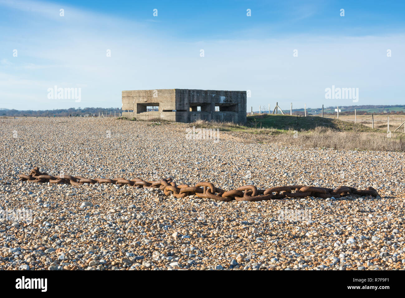 Gun emplacement on the beach at Rye Stock Photo - Alamy