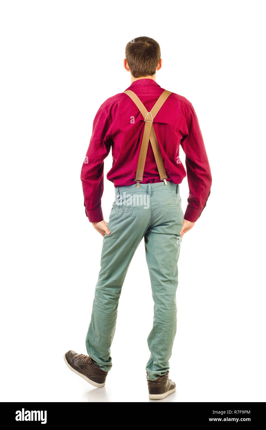 back of young man isolated on a white background Stock Photo - Alamy