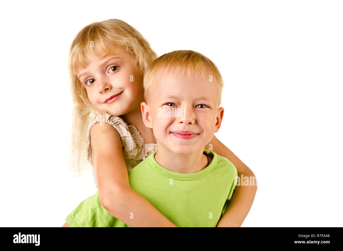 boy and girl isolated on a white background Stock Photo - Alamy