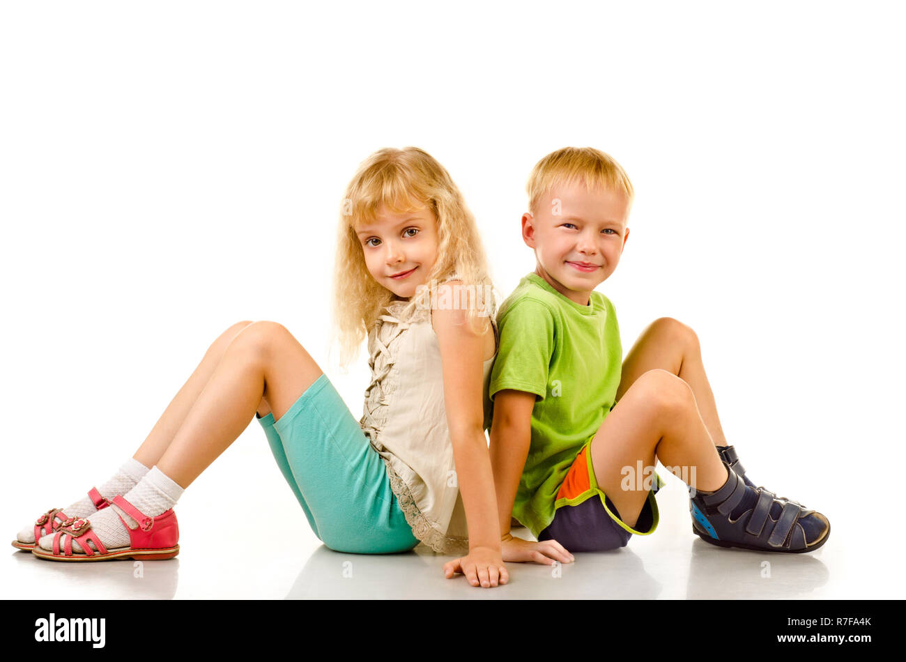 boy and girl isolated on a white background Stock Photo - Alamy