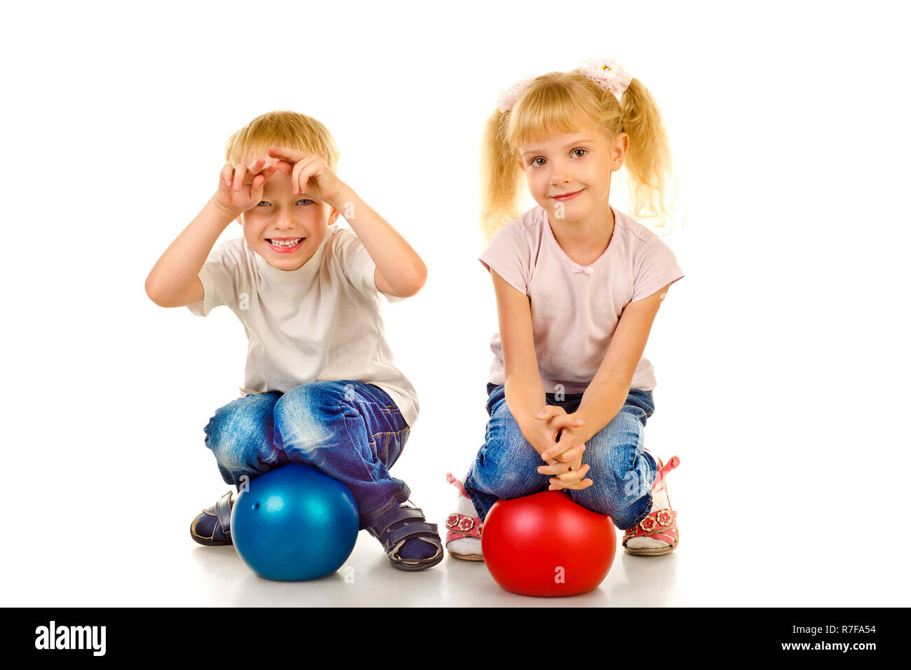 Very happy kids on white background hi-res stock photography and images ...