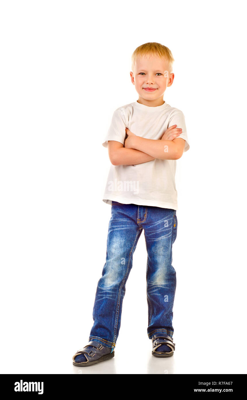 little boy isolated on a white background Stock Photo - Alamy