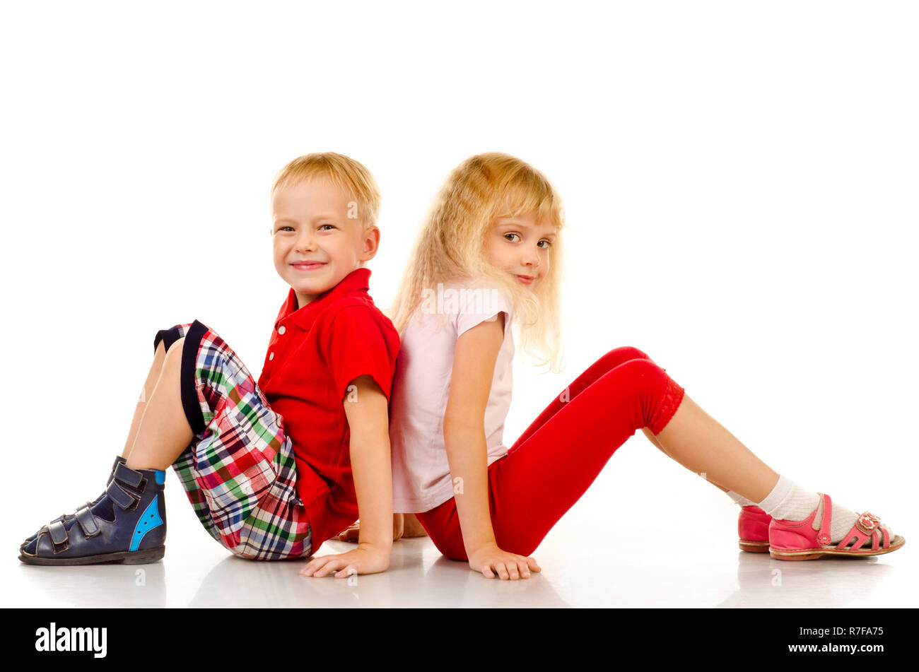 boy and girl isolated on a white background Stock Photo - Alamy