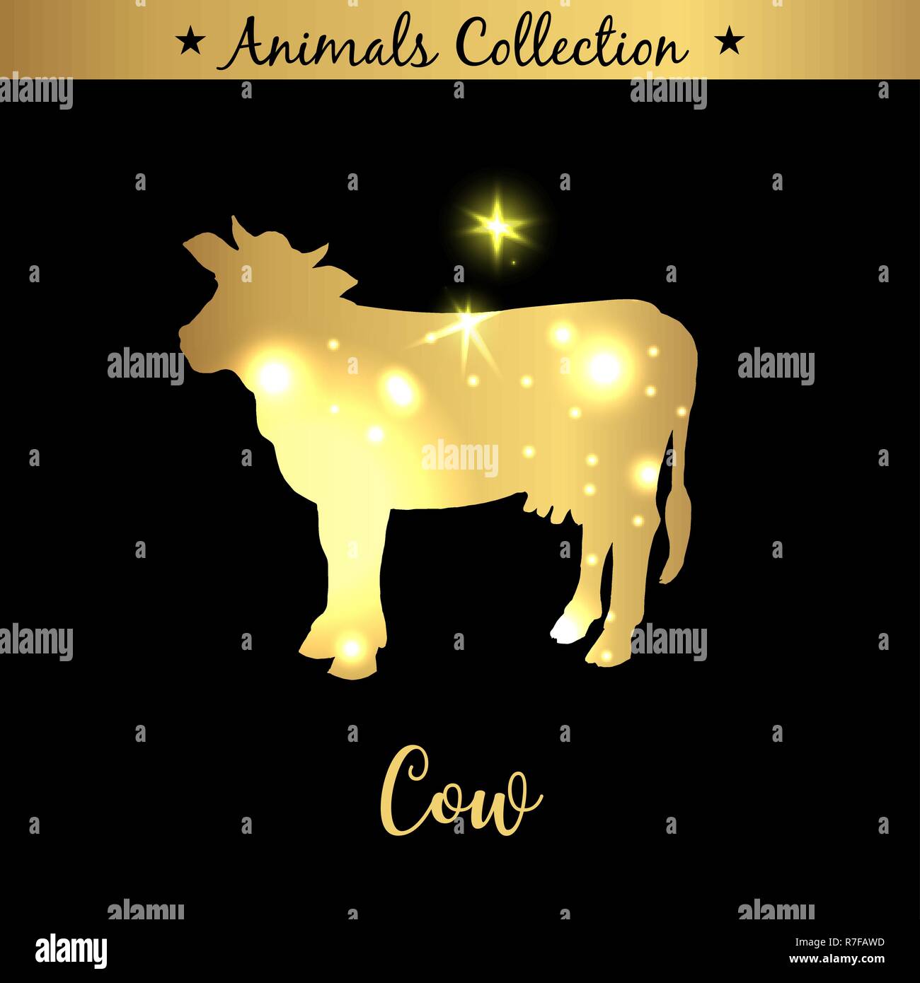 Isolated vintage golden and royal emblem of farm animal. Fresh and ...