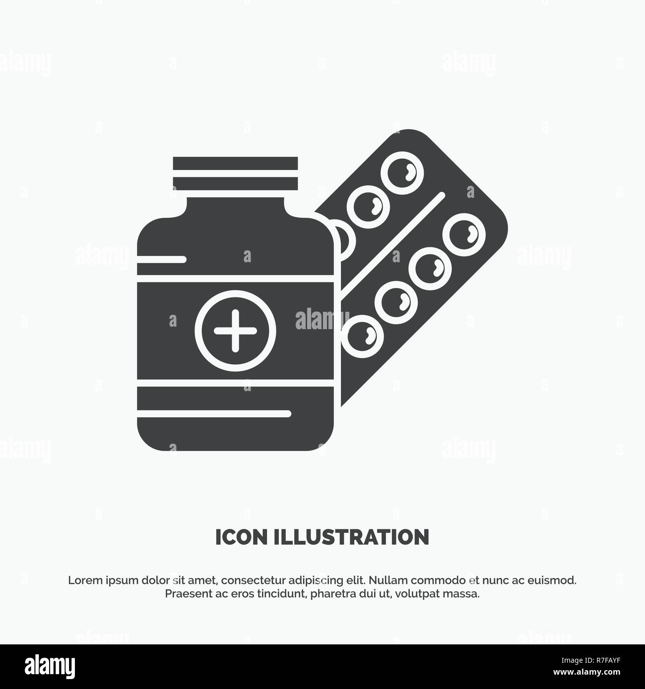 medicine, Pill, capsule, drugs, tablet Icon. glyph vector gray symbol ...