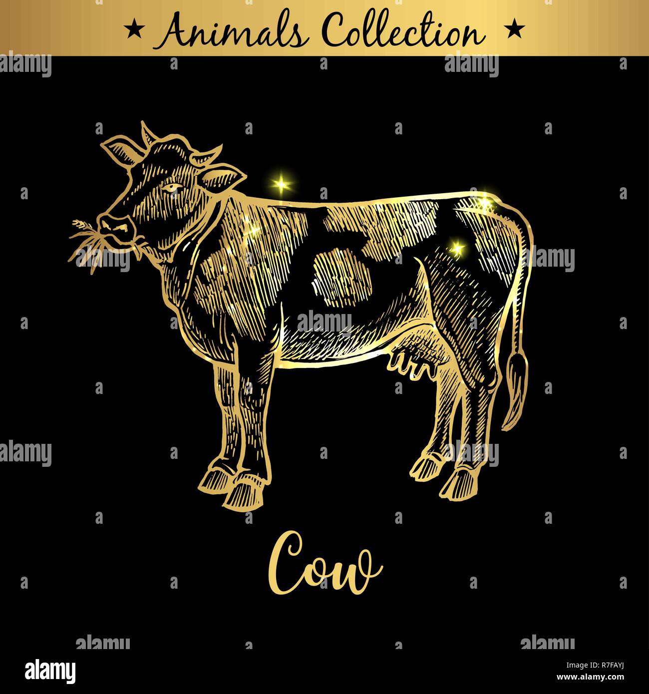 Hand drawn textured golden Stock Vector Images - Alamy