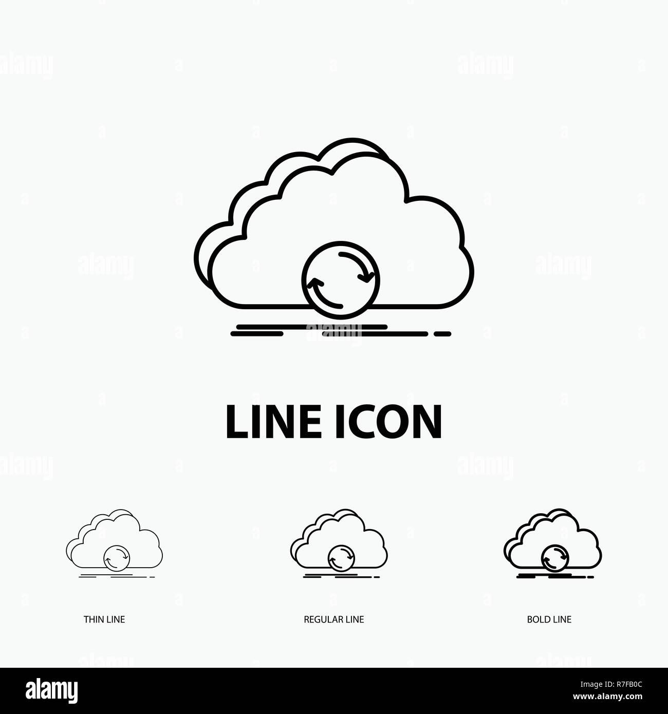 Cloud Syncing Sync Data Synchronization Icon In Thin Regular And Bold Line Style Vector