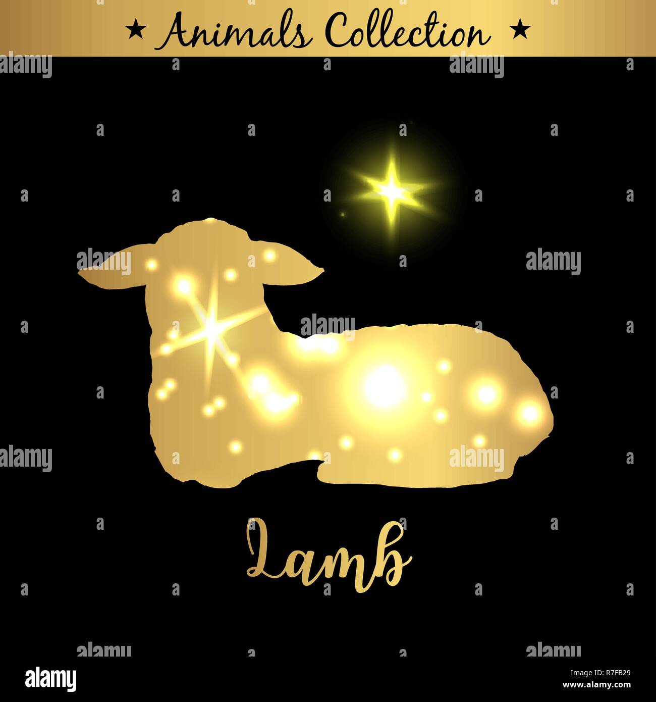 Isolated vintage golden and royal emblem of farm Lamb animal. Fresh and ...