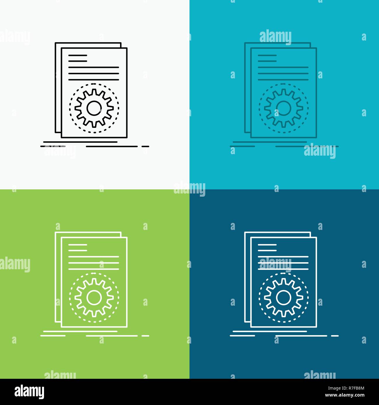 Code Executable File Running Script Icon Over Various Background Line Style Design