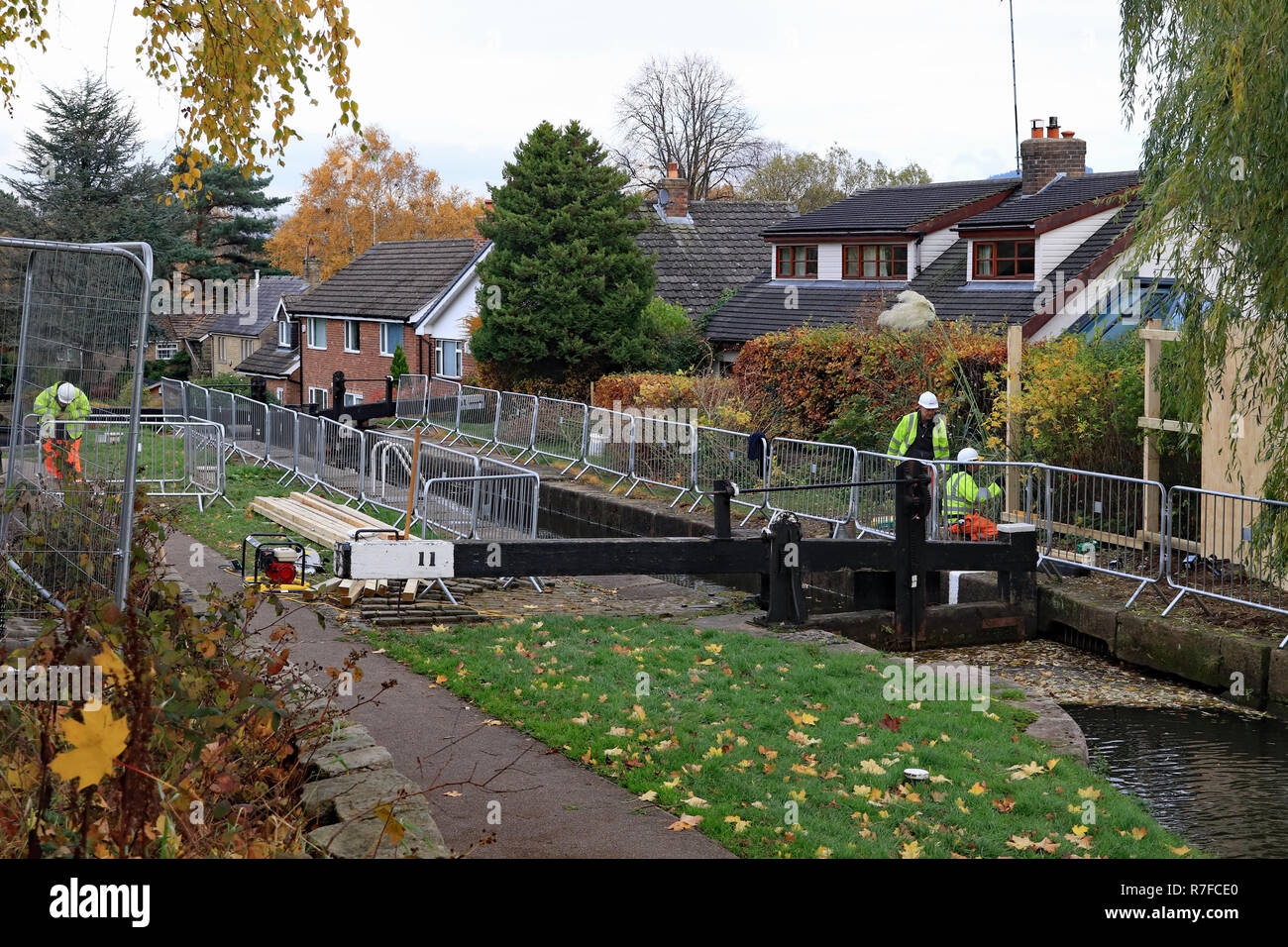 Work starts on rebuilding lock 11 on the Marple flight of locks on the ...