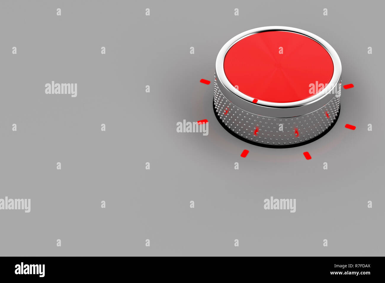 Control knob for variety of devices on grey background, 3D illustration ...