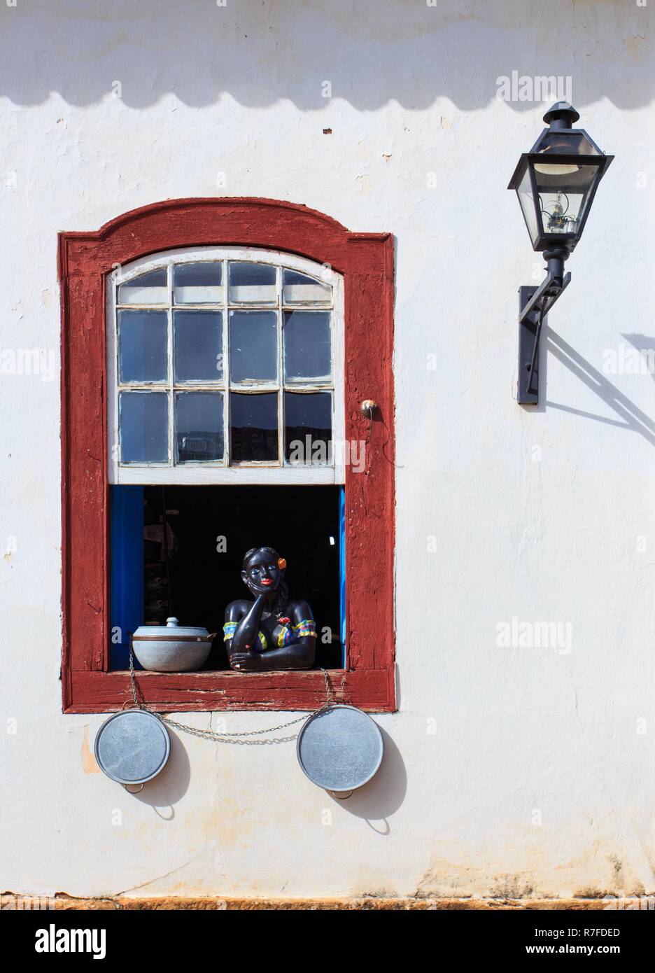 traditional brazilian souvenir girl at the country house window Stock ...