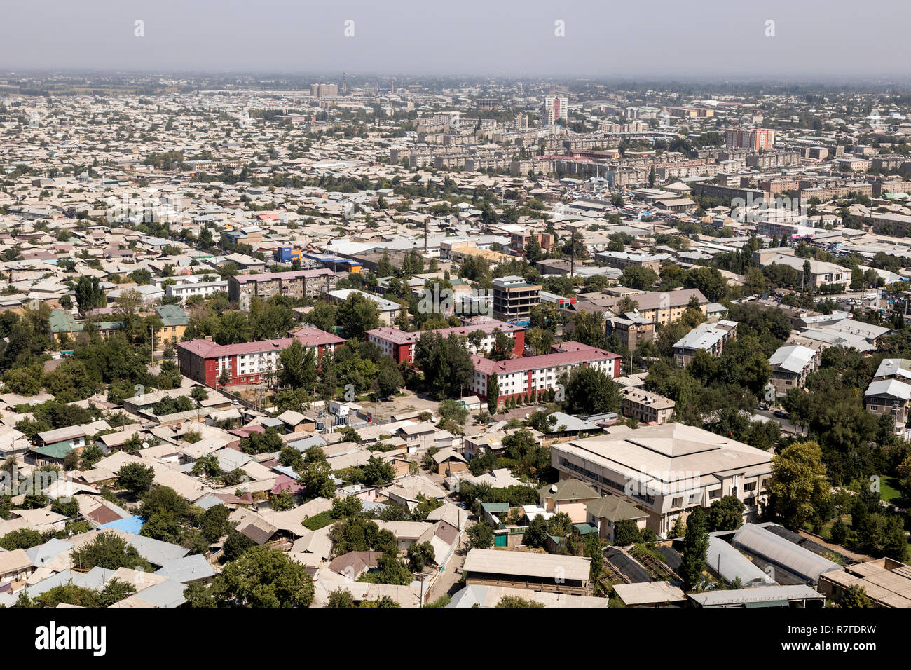 Osh, Kyrgyzstan August 20 2018: Bird's eye view of Osh in Kyrgyzstan ...