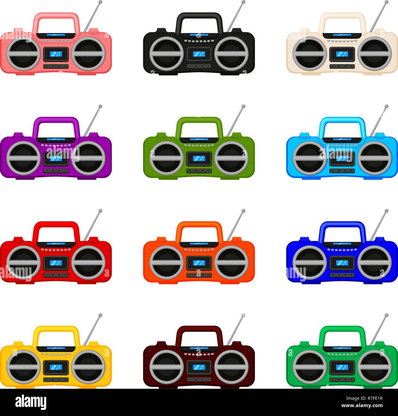 Colorful cartoon boombox collection Stock Vector Image & Art - Alamy