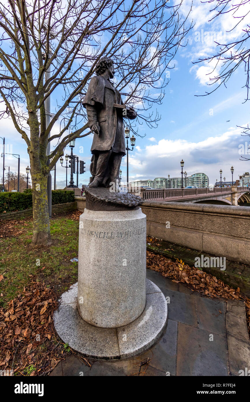 James McNeill Whistler statue, Cheyne Walk, London. UK Stock Photo - Alamy
