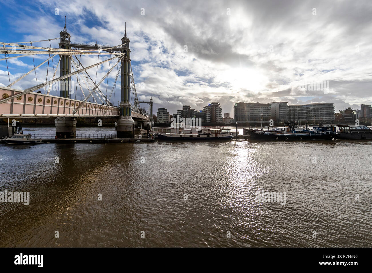 The unusually coloured Albert Bridge, Chelsea. Painted to make it more ...