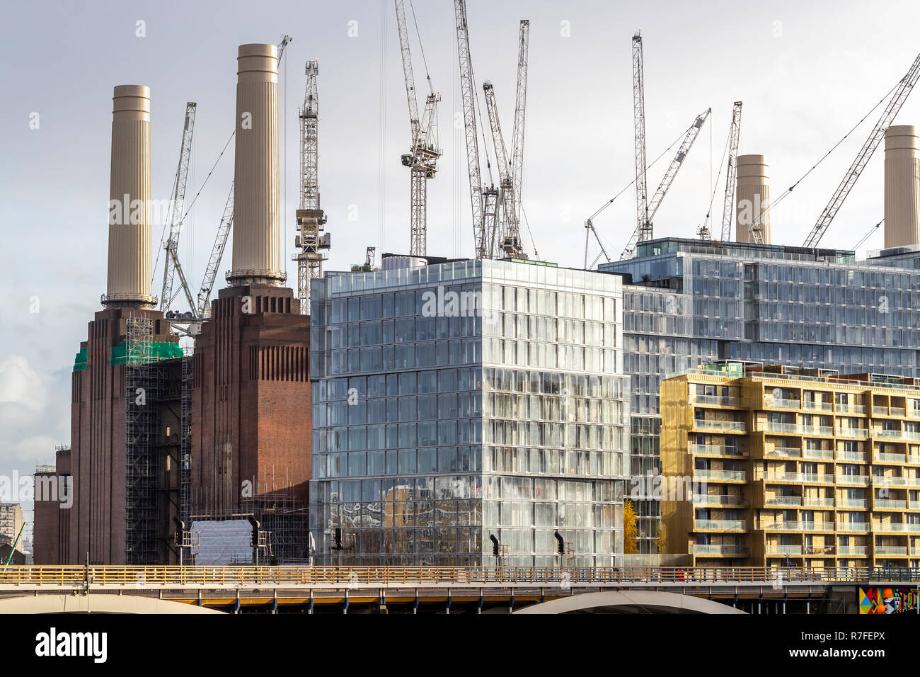 Battersea Power Station from across the Thames in Pimlico, London. UK ...