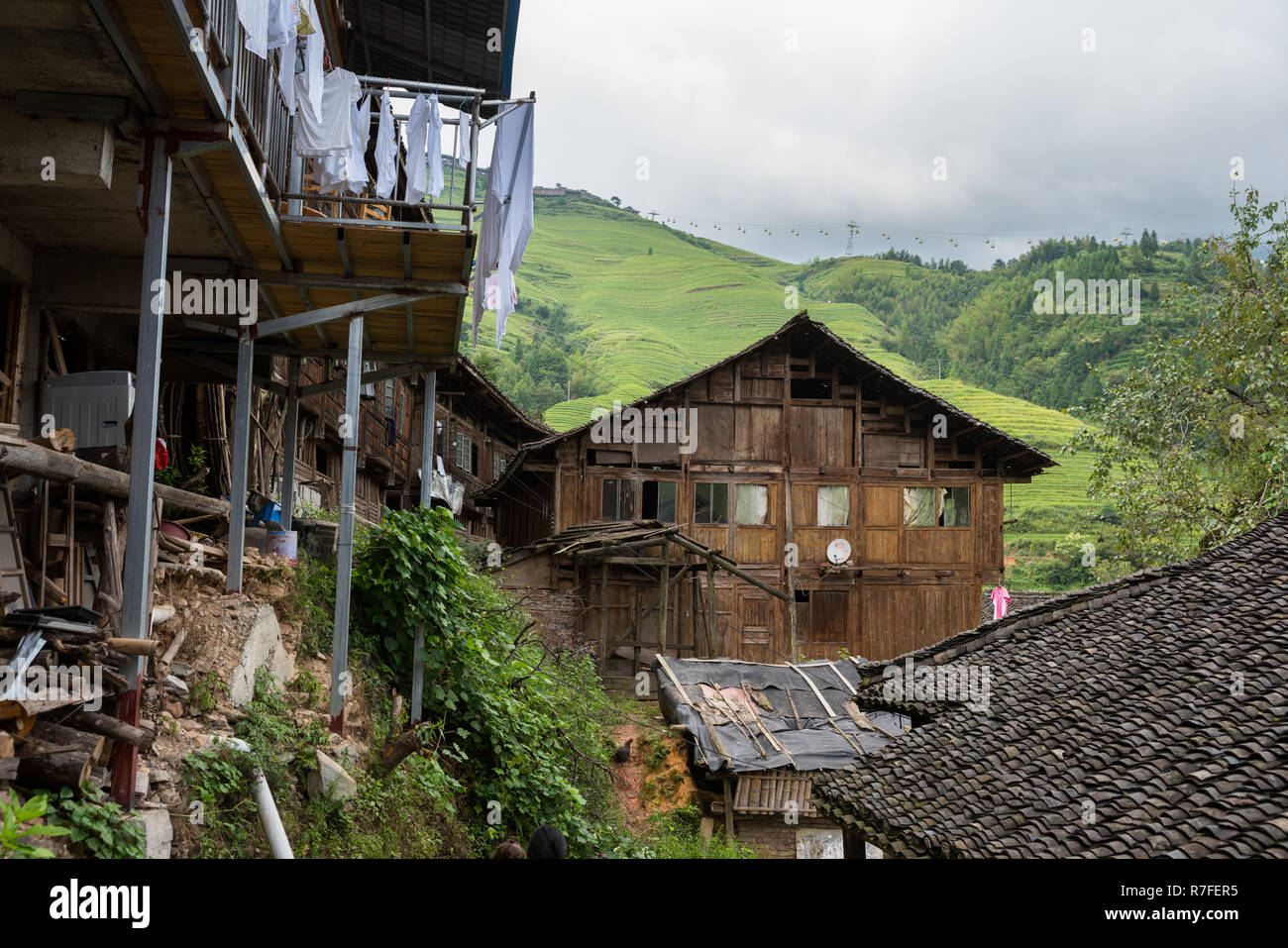 Longji Jinkeng Rice terrace area in Guangxi, China. A traditional ...
