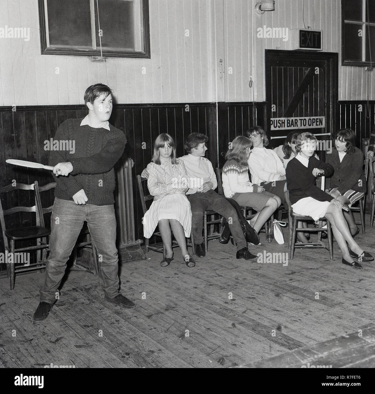 1965, young people at a youth club, in a local village hall, Aylesbury ...