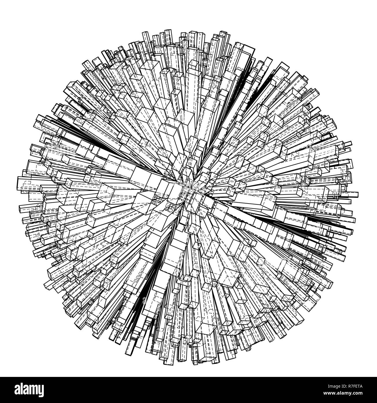 Abstract 3d Sphere with City, Blueprint Style Stock Vector Image & Art ...
