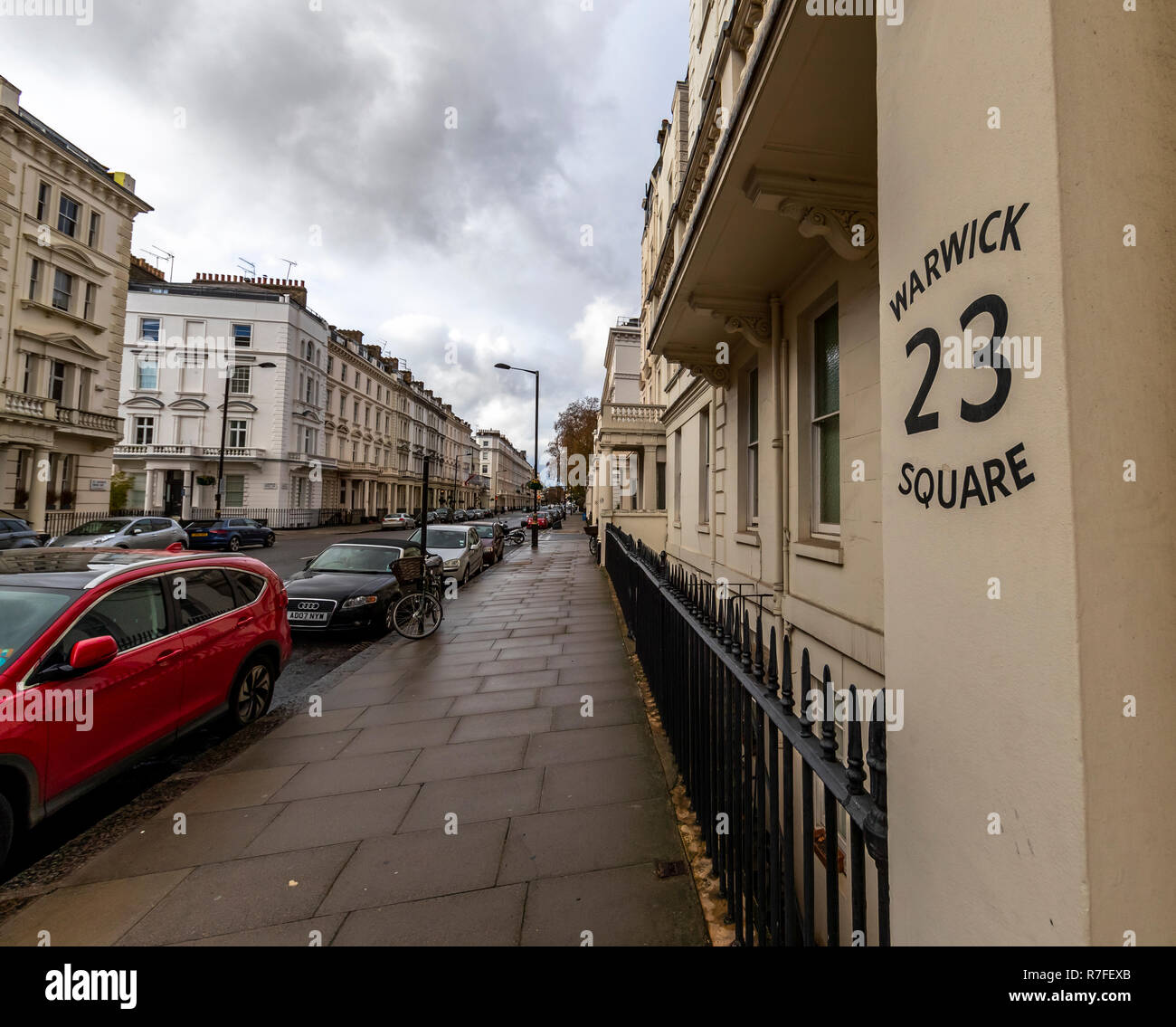 23 Warwick Square address name, London. One of the many rows of ...