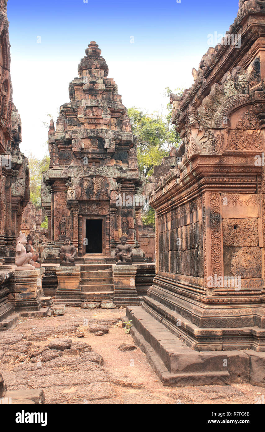 Site of Banteay Srei Temple (Pink Temple) in famous landmark Angkor Wat ...