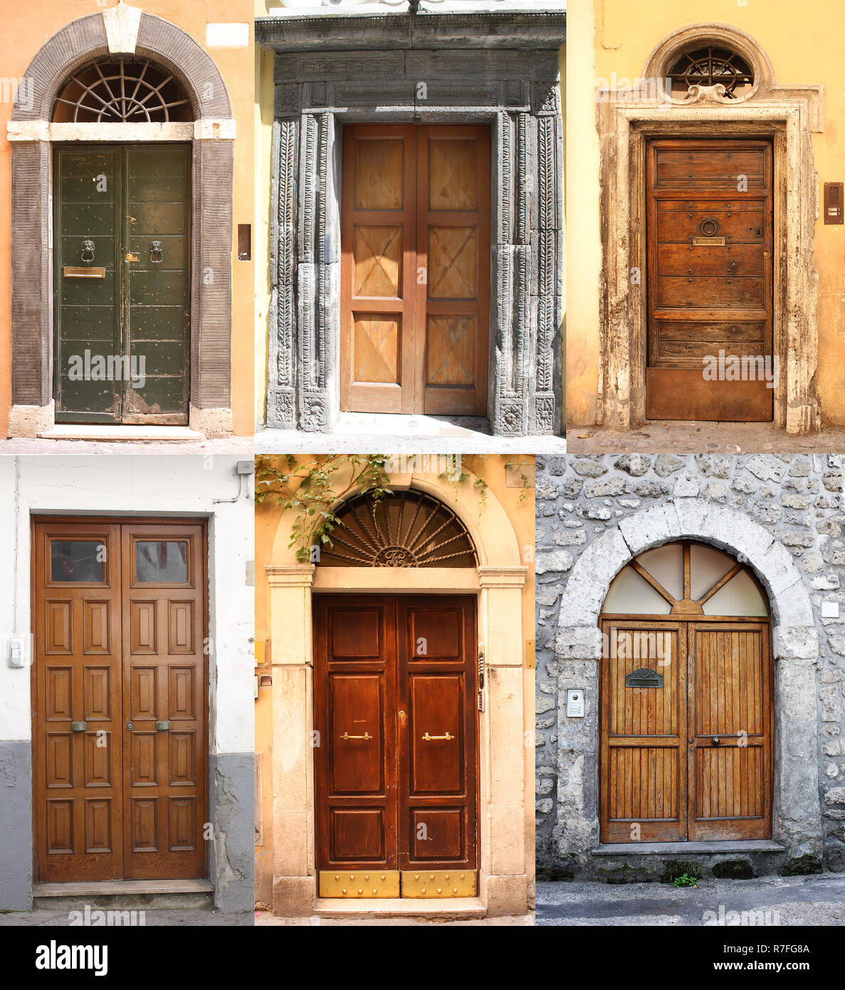 Collage with many different retro colorful doors Stock Photo - Alamy
