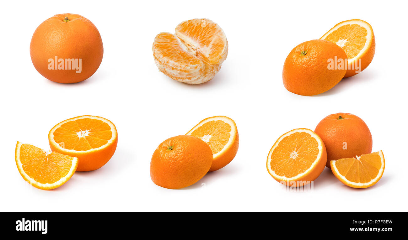 Orange fruit set isolated on white background Stock Photo - Alamy