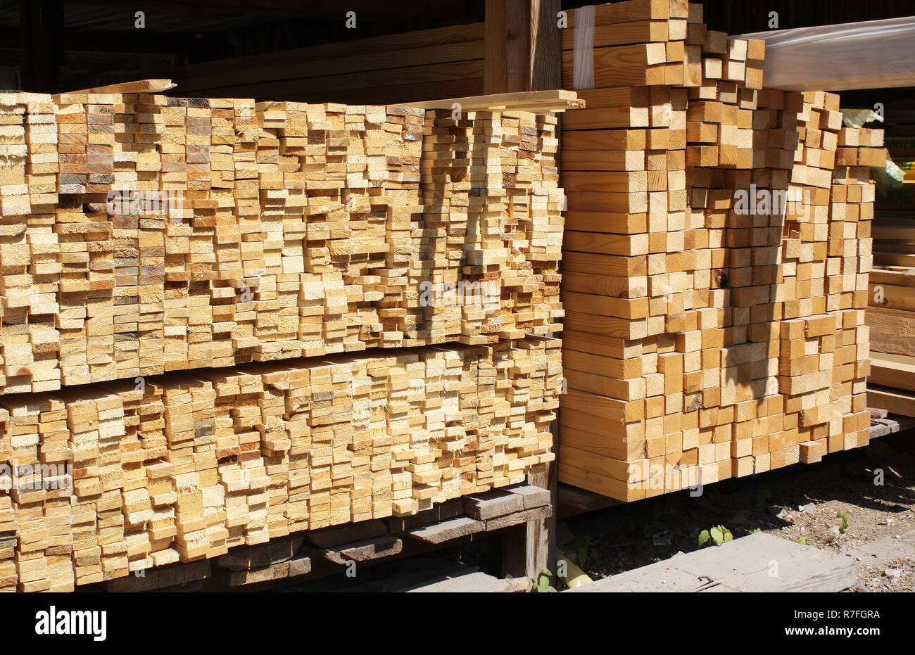 Wooden boards in a warehouse of building materials Stock Photo - Alamy