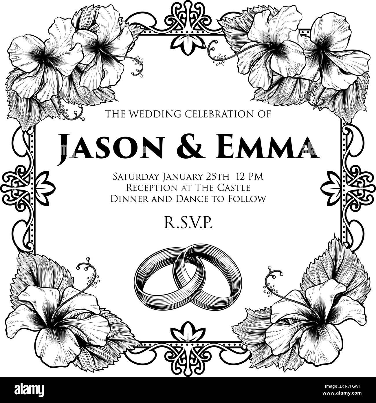 Wedding bands flowers Stock Vector Images - Alamy