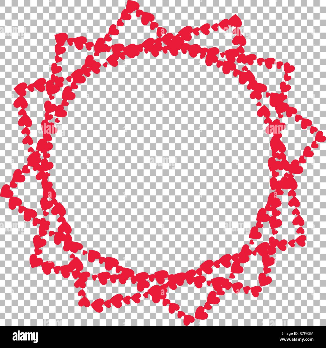 Vector red creative border photo frame made of hearts in shape of star ...