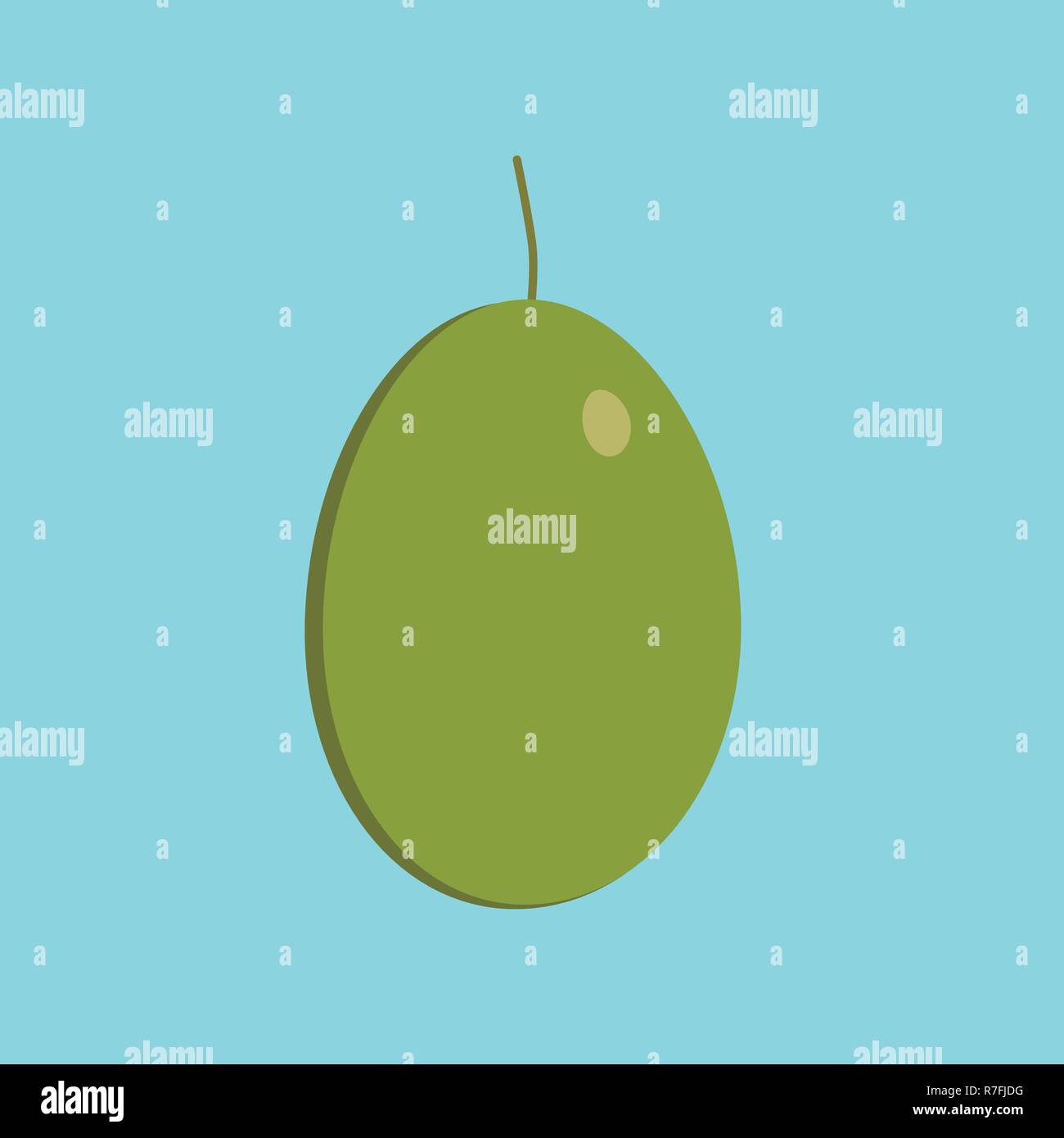 Green olive icon in flat design with blue background Stock Vector Image ...
